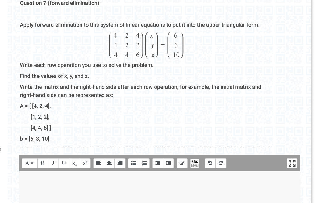 Question 7 (forward elimination) Apply forward | Chegg.com