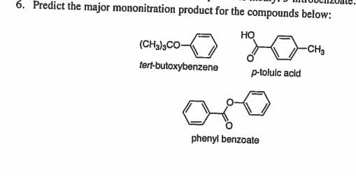 Solved 6. Predict the major mononitration product for the | Chegg.com