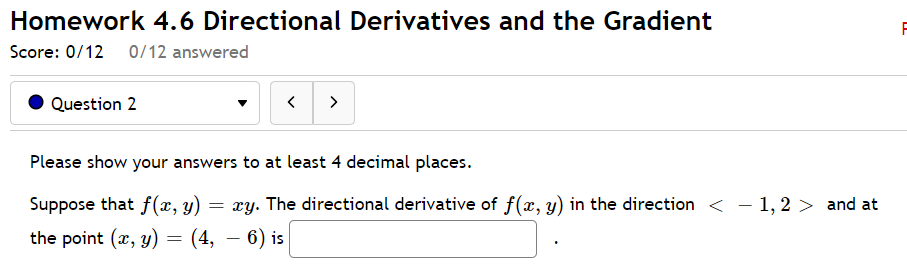 Solved Homework 4.6 Directional Derivatives and the Gradient | Chegg.com