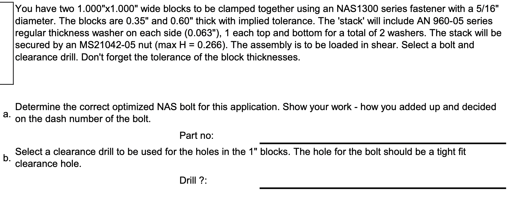 Solved Tou have two 1.000 " x1.000 " wide blocks to be | Chegg.com