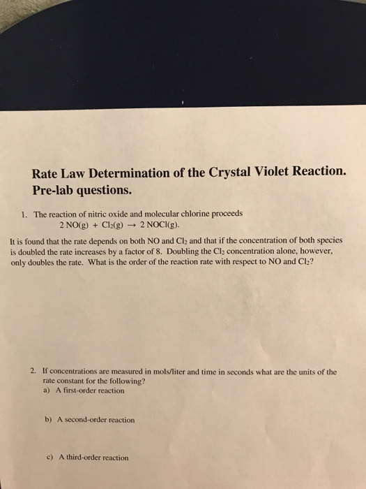 Solved Rate Law Determination of the Crystal Violet | Chegg.com
