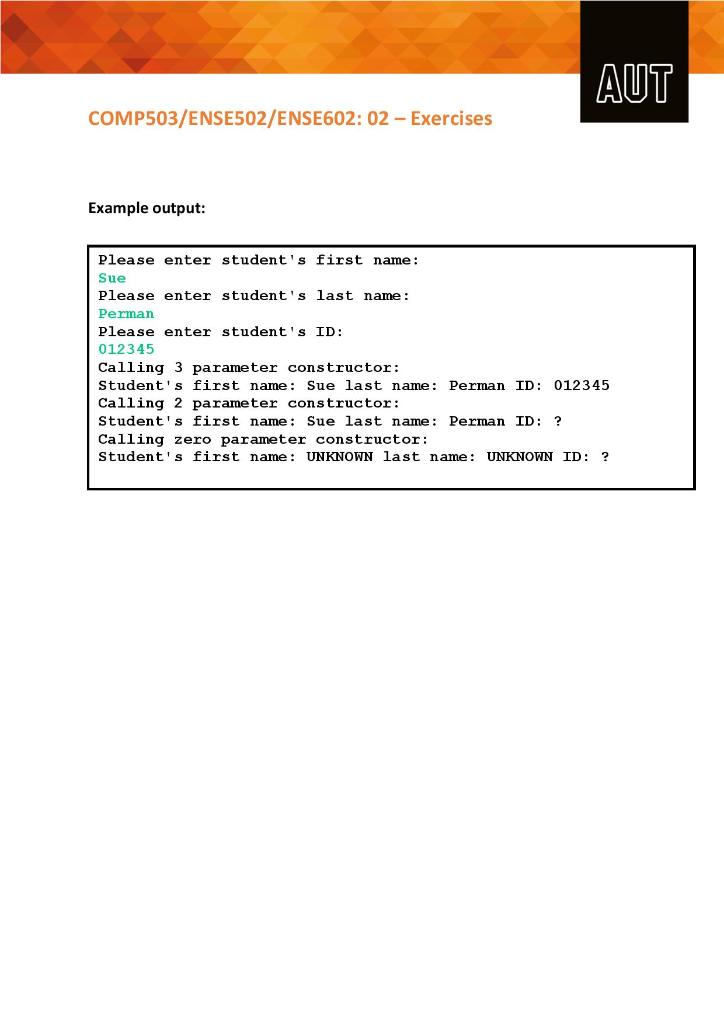 Solved AUT COMP503/ENSE502/ENSE602:02 - Exercises Exercise 1 | Chegg.com
