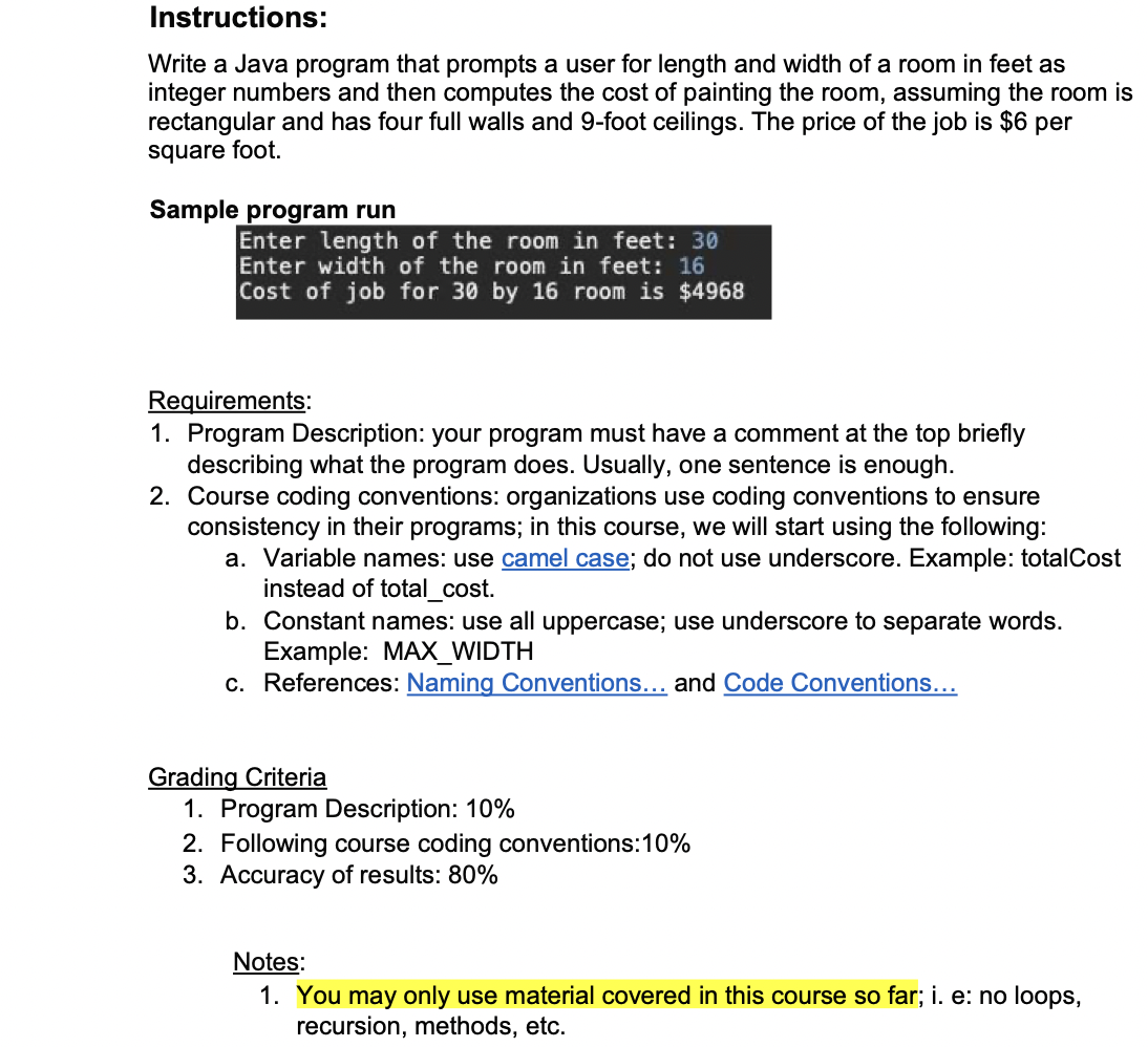 Solved Instructions: Write a Java program that prompts a | Chegg.com