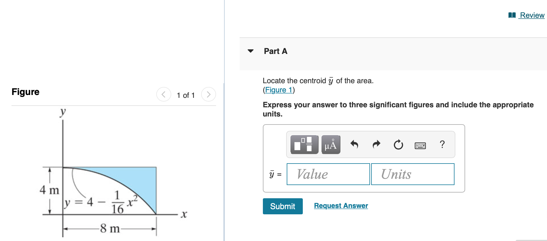 Solved Part A Figure 1 of 1 Locate the centroid ã of the | Chegg.com