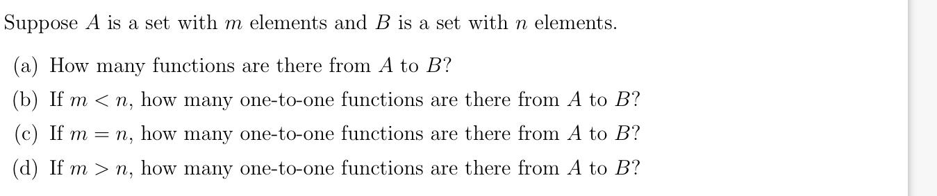 Solved Suppose A is a set with m elements and B is a set | Chegg.com