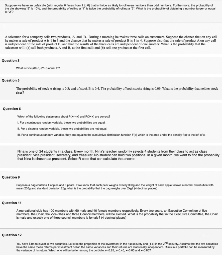 Solved Suppose we have an unfair die (with regular 6 faces | Chegg.com