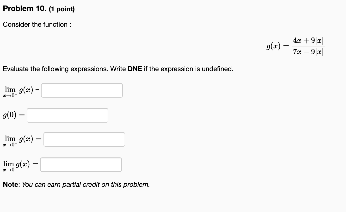 Solved Consider The Function Gx7x−9∣x∣4x9∣x∣ Evaluate 8048