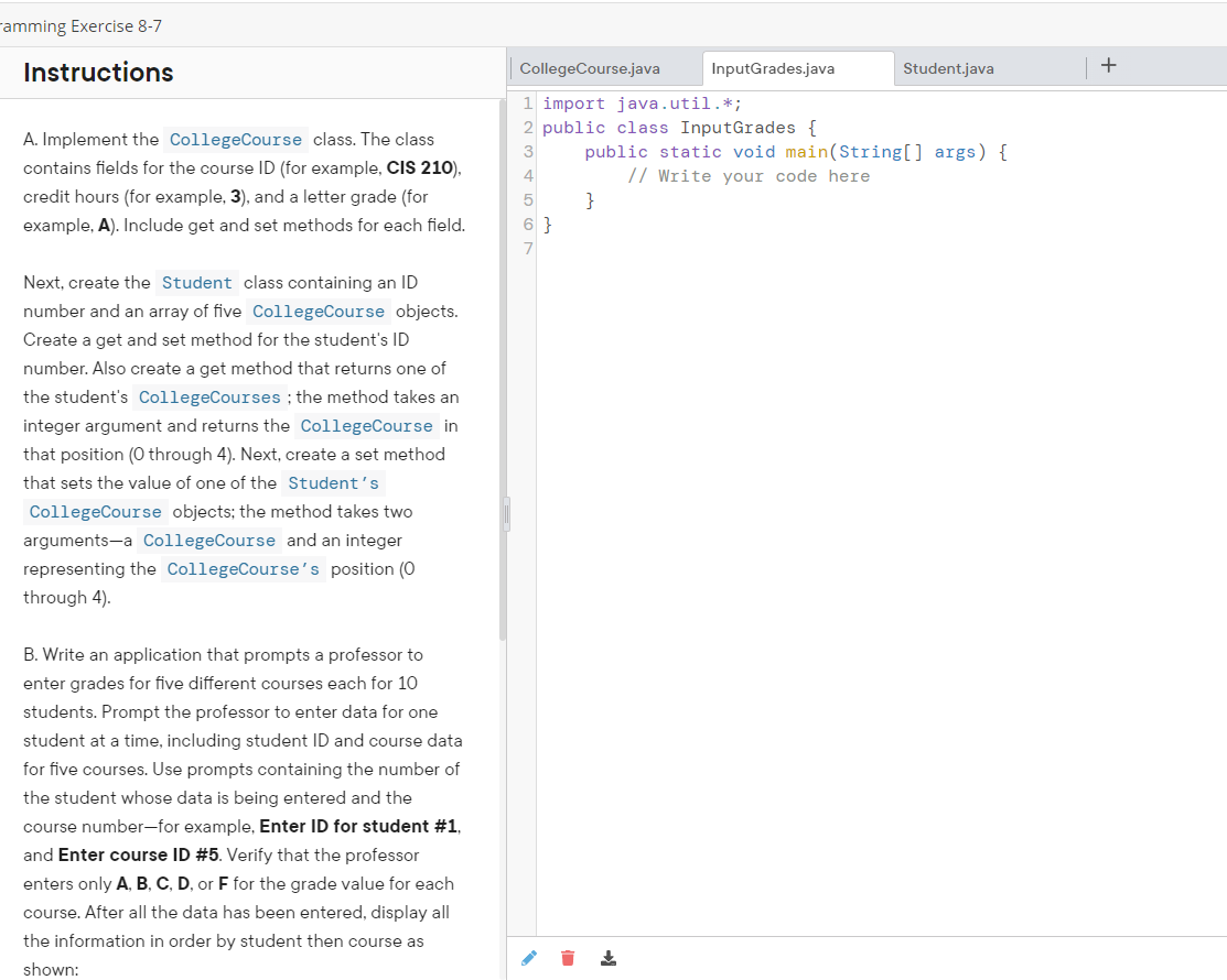 Solved For Java InstructionsA. ﻿Implement the CollegeCourse | Chegg.com