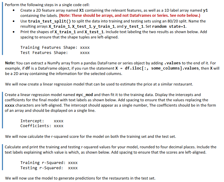 Solved Problem 1: NYC Restaurants Dataset In Problem 1, you | Chegg.com