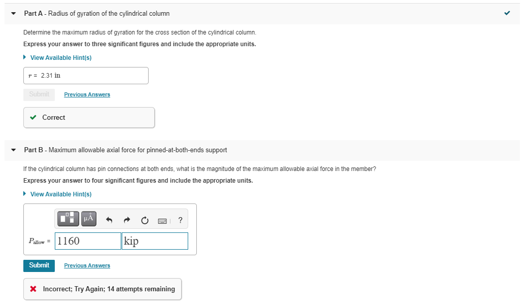 Solved Learning Goal: To determine the maximum allowable | Chegg.com