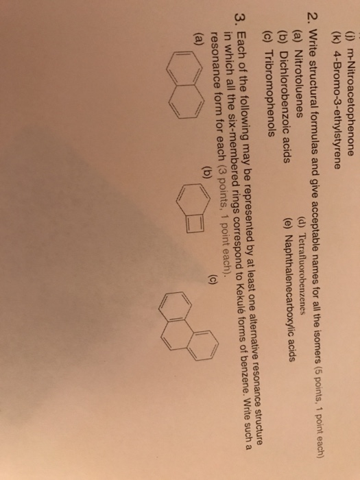 Solved Write structural formulas and give acceptable names | Chegg.com