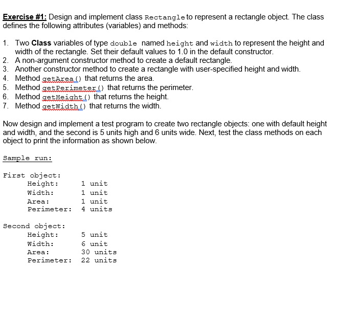 Solved Exercise #1: Design and implement class Rectangle to | Chegg.com Solved Exercise #1: Design and implement class Rectangle to | Chegg.com