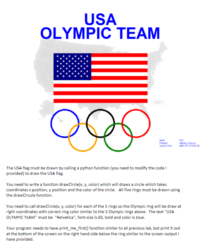 Lab assignment requirement: Lab 7 - Olympic Rings | Chegg.com