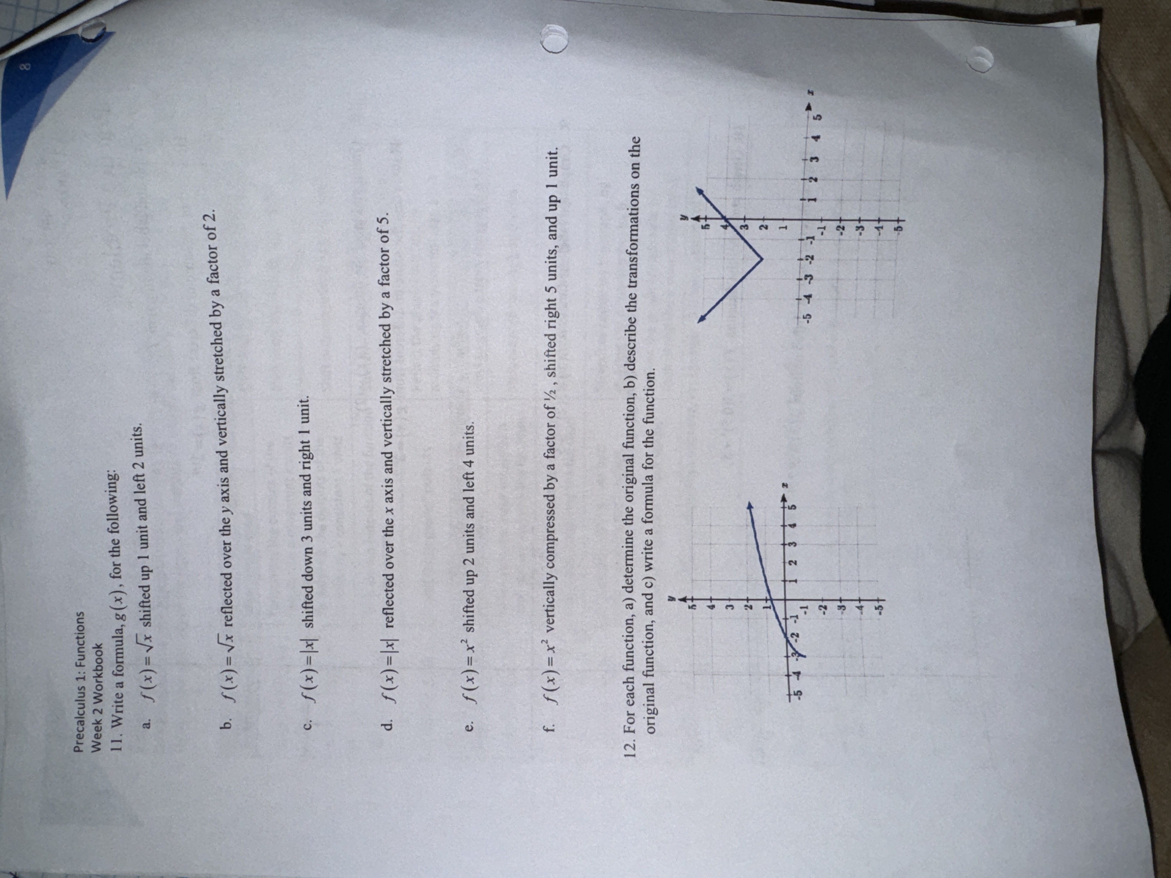 Solved Precalculus 1: FunctionsWeek 2 ﻿WorkbookWrite a | Chegg.com