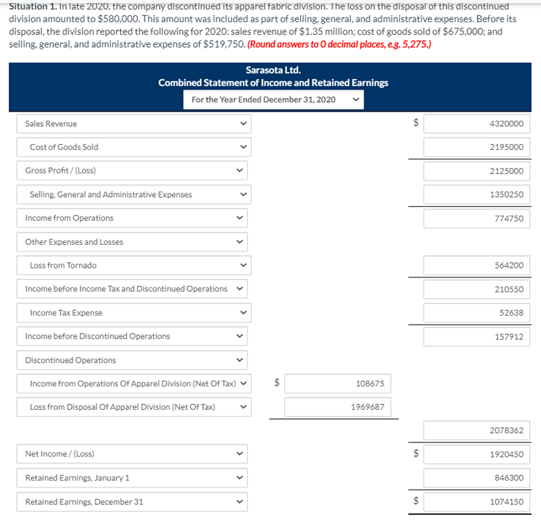 Solved A combined statement of income and retained earnings | Chegg.com