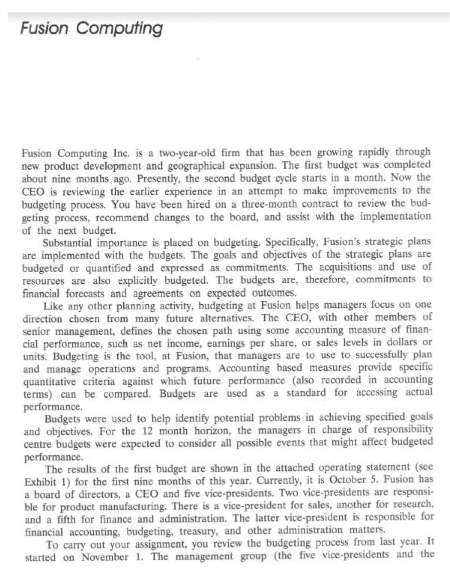 Fusion Computing Fusion Computing Inc. is a | Chegg.com