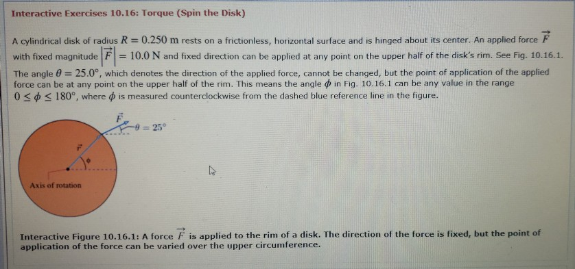 Solved Interactive Exercises 10.16: Torque (Spin the Disk) A | Chegg.com
