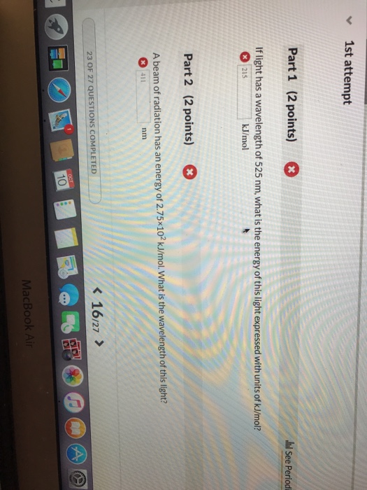 Solved 1st attempt Part 1 (2 points) l See Periodi If light | Chegg.com