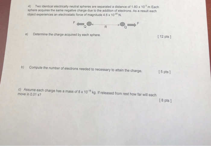 Solved 4) Two identical electrically neutral spheres are | Chegg.com