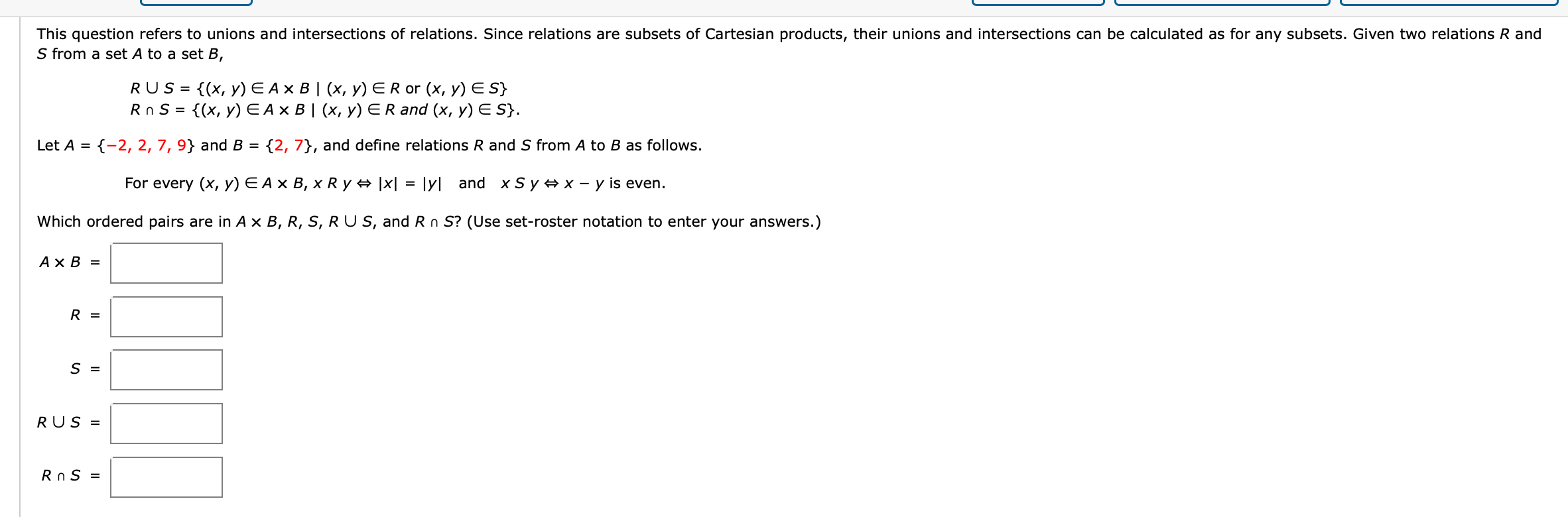 Solved This question refers to unions and intersections of | Chegg.com