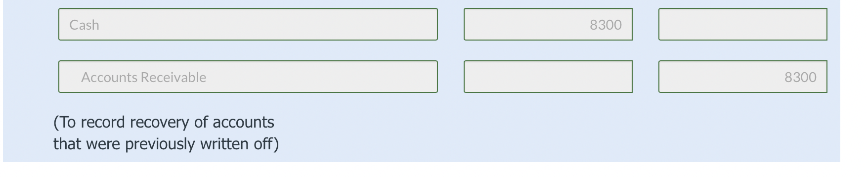 Solved Cash Accounts Receivable (To record recovery of | Chegg.com