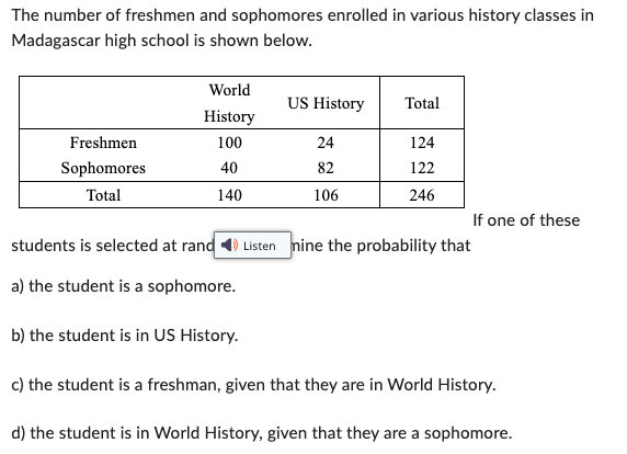 Solved The number of freshmen and sophomores enrolled in | Chegg.com