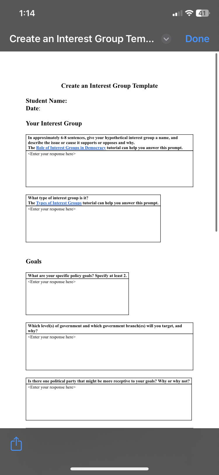 Create an Interest Group Template Student Name: Date: | Chegg.com
