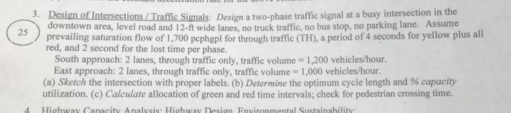 Solved 3. Design of Intersections / Traffic Signals. Design | Chegg.com