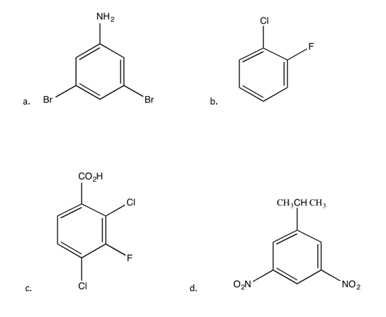 Solved NH Cl a. Br Br b. сон CI CH3CH CH Cl d. O2N NO2 | Chegg.com