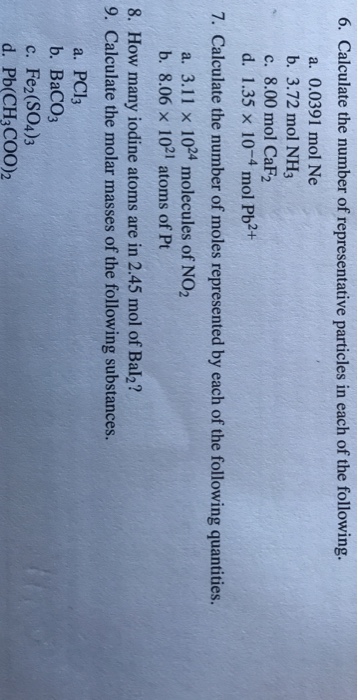 Solved 6. Calculate the number of representative particles | Chegg.com