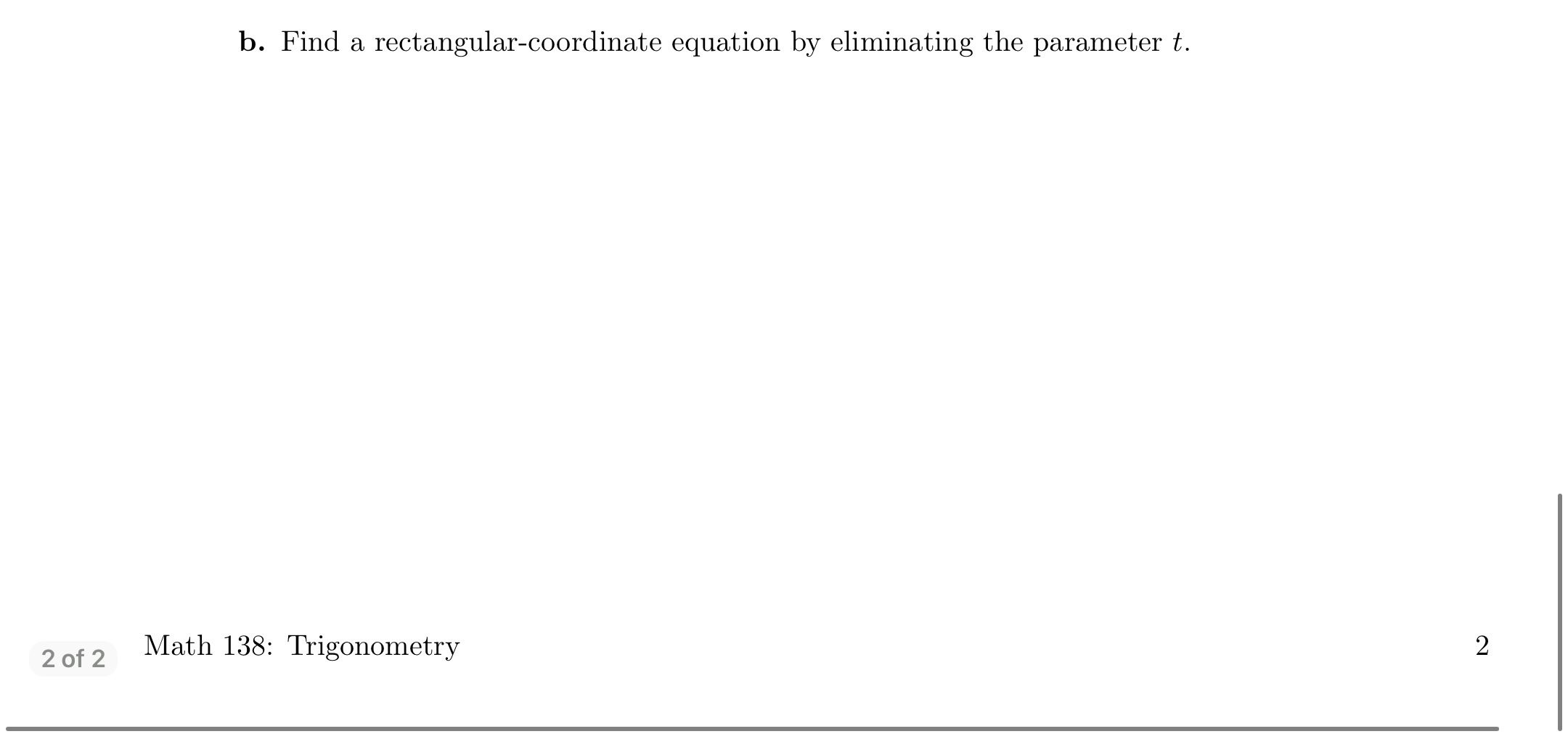 Solved 4 Given The Parametric Equation X T−3 Y −21t 1 For