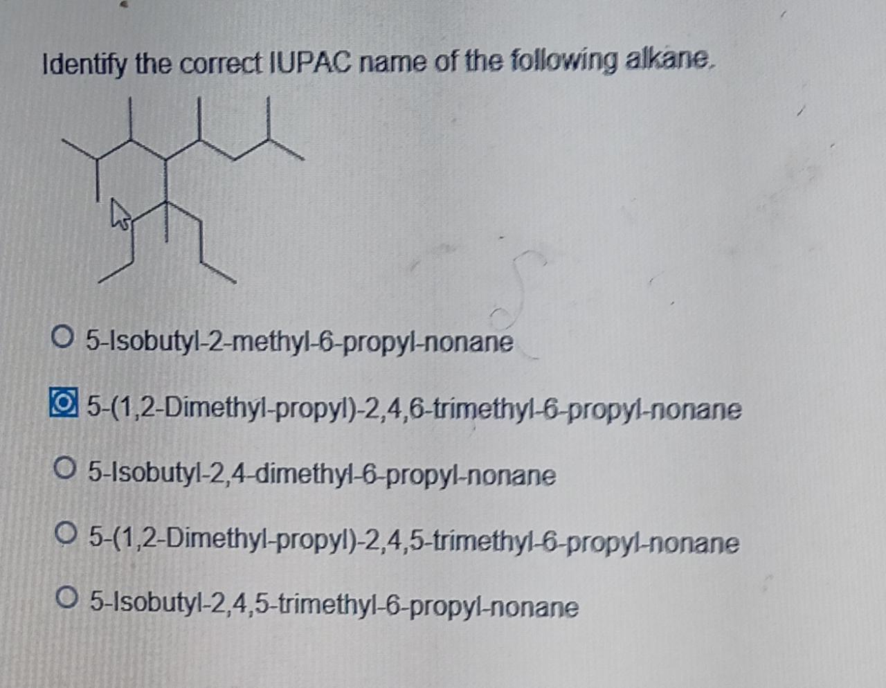 Solved Identify the correct IUPAC name of the following | Chegg.com