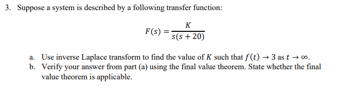 Solved 3. Suppose a system is described by a following | Chegg.com