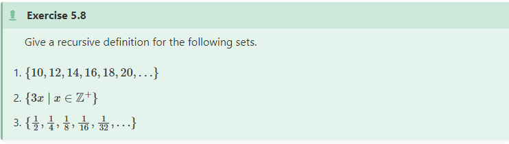Solved Give a recursive definition for the following sets. | Chegg.com