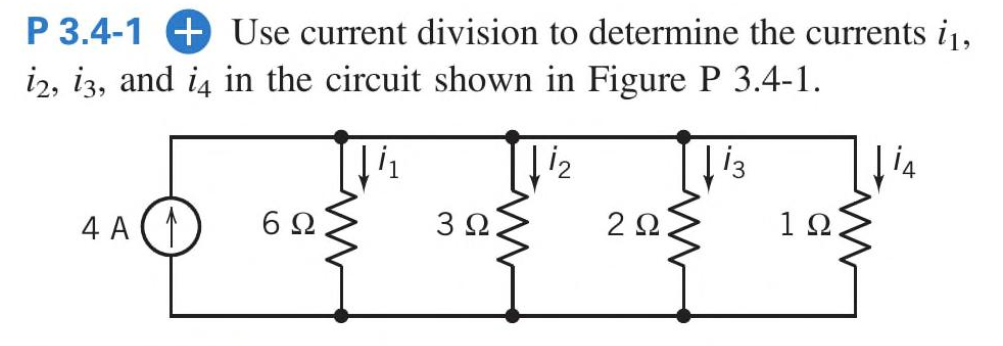 Solved P 3.4-1 ⊙ Use current division to determine the | Chegg.com