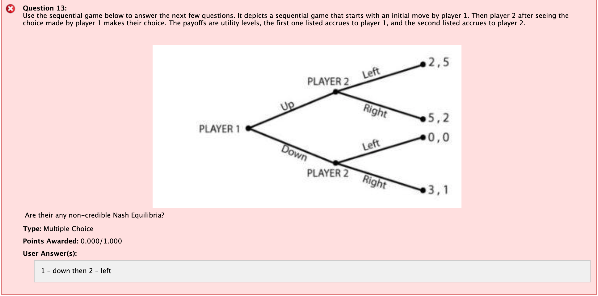 Solved Question 13: Use the sequential game below to answer | Chegg.com