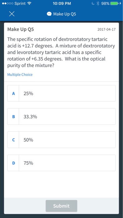 Solved The specific rotation of dextrorotatory tartaric acid | Chegg.com