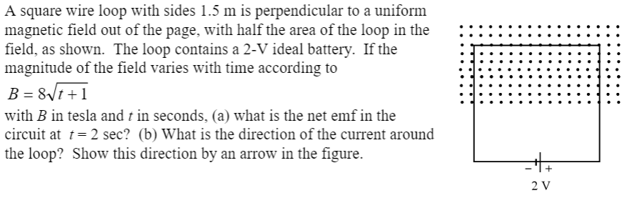 Solved A square wire loop with sides 1.5 m is perpendicular | Chegg.com