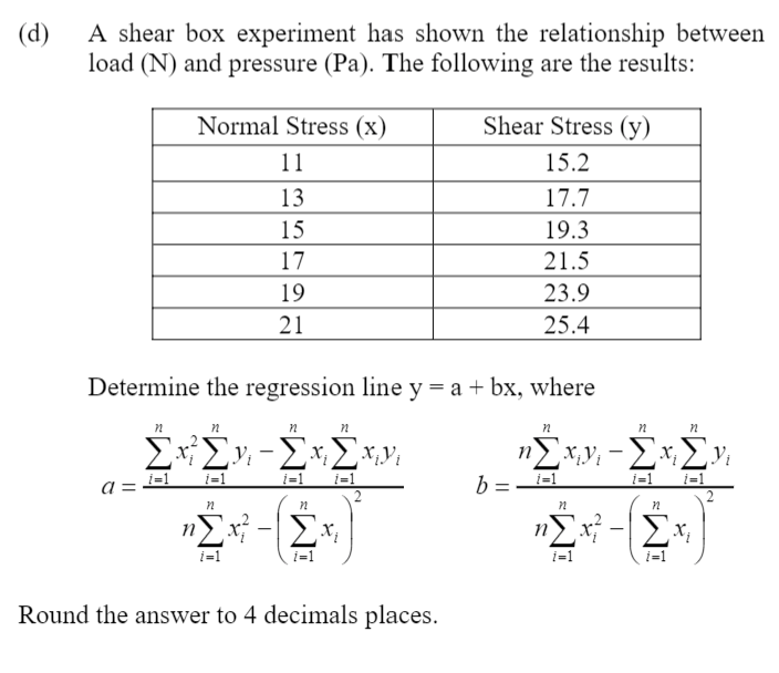 Solved (d) ﻿A shear box experiment has shown the | Chegg.com