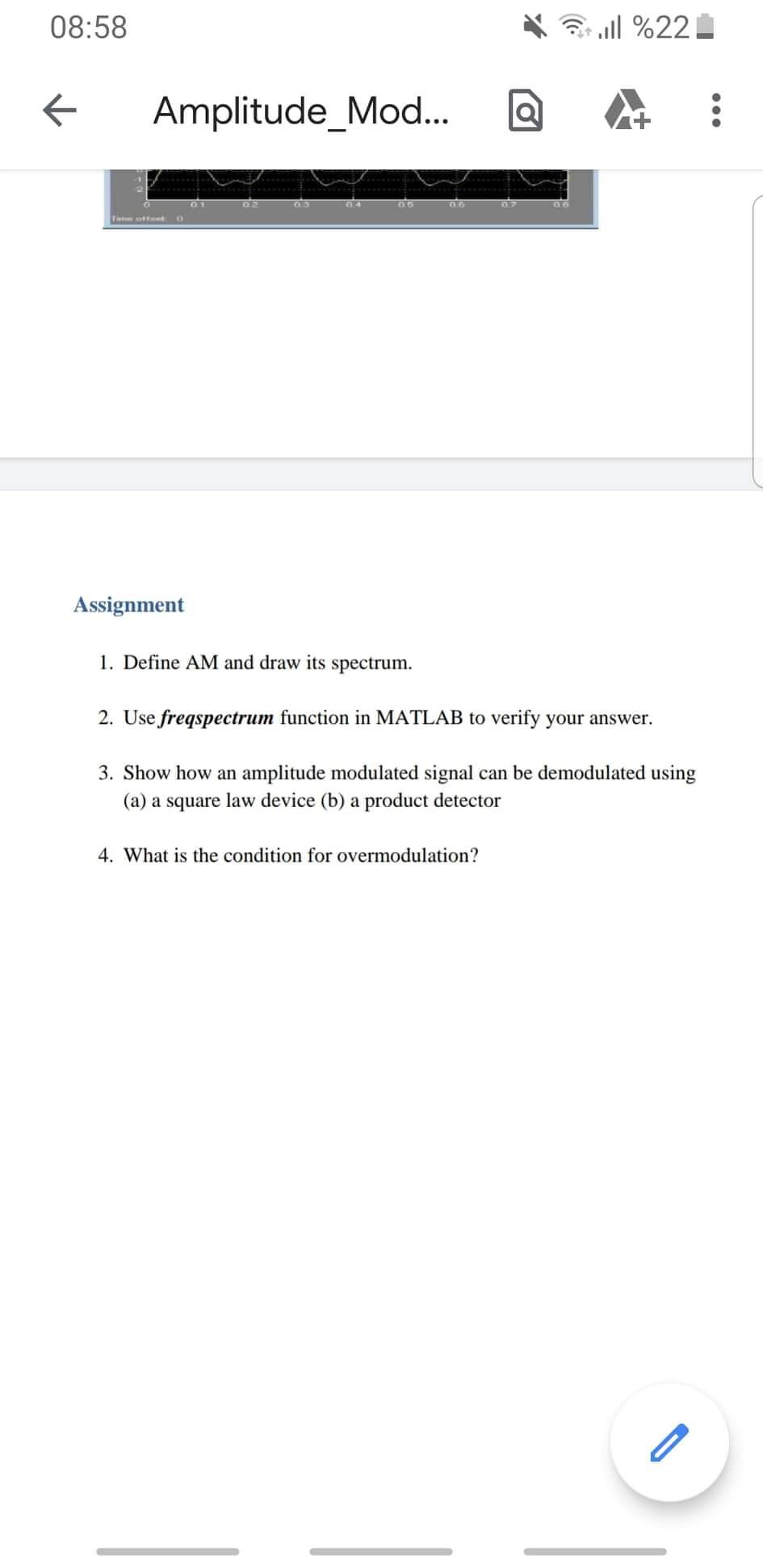 08:58 wall%22 + Amplitude_Mod... @ ht : Assignment 1. | Chegg.com