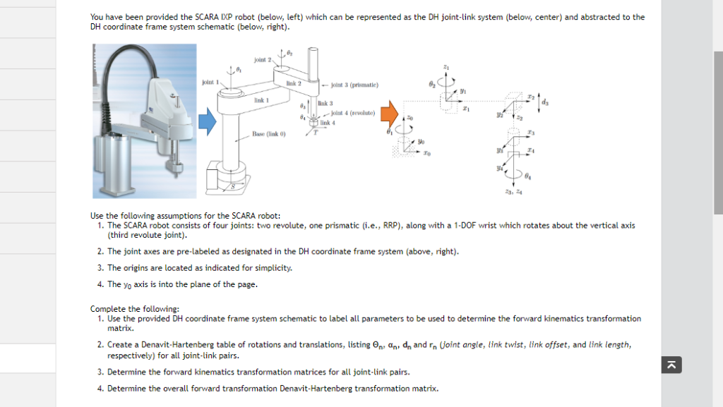 Solved You have been provided the SCARA IXP robot (below, | Chegg.com