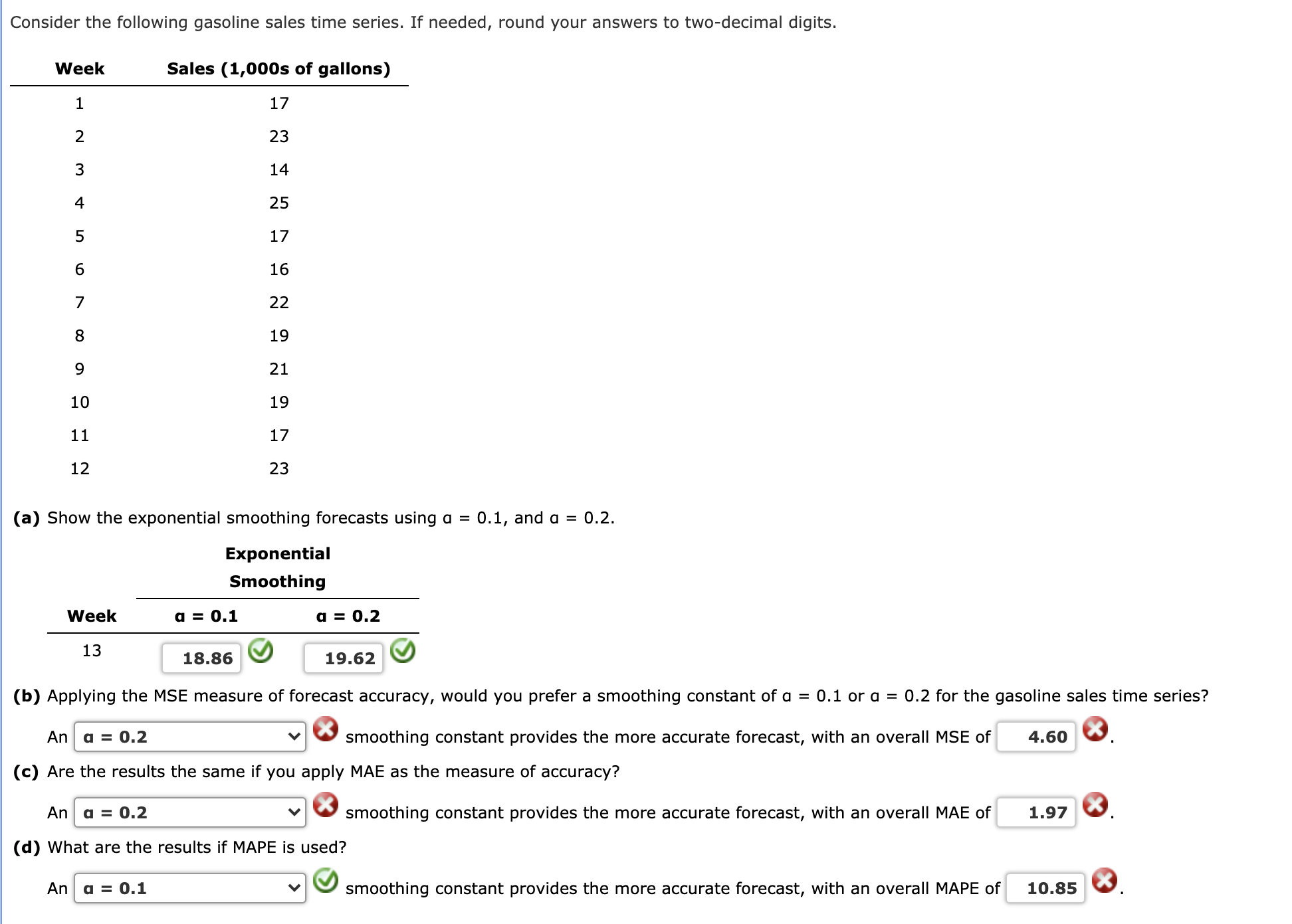Solved Consider the following gasoline sales time series. If | Chegg.com