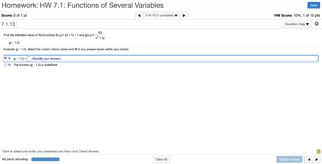 Solved Homework: HW 7.1: Functions of Several Variables Save | Chegg.com