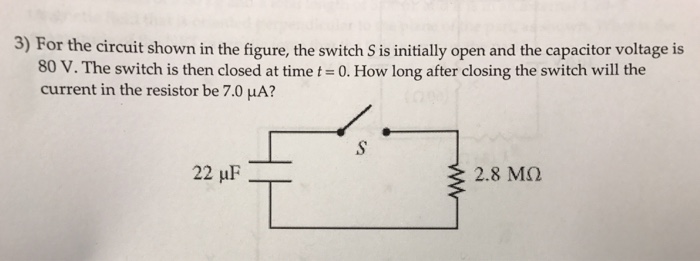 Solved For the circuit shown in the figure, the switch S is | Chegg.com