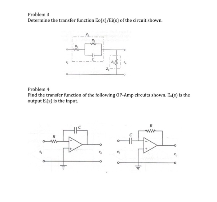Solved Problem 3 Determine the transfer function Eo(s)/Ei(s) | Chegg.com
