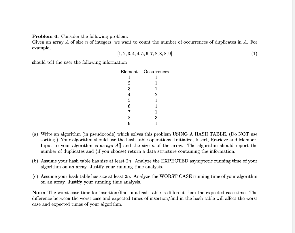 Problem 6. Consider the following problem: Given an | Chegg.com