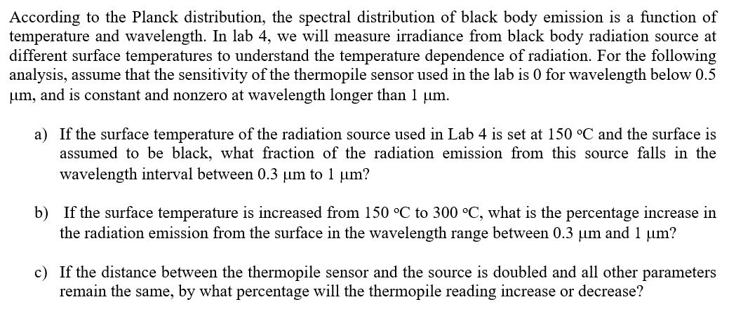 Solved According to the Planck distribution, the spectral | Chegg.com