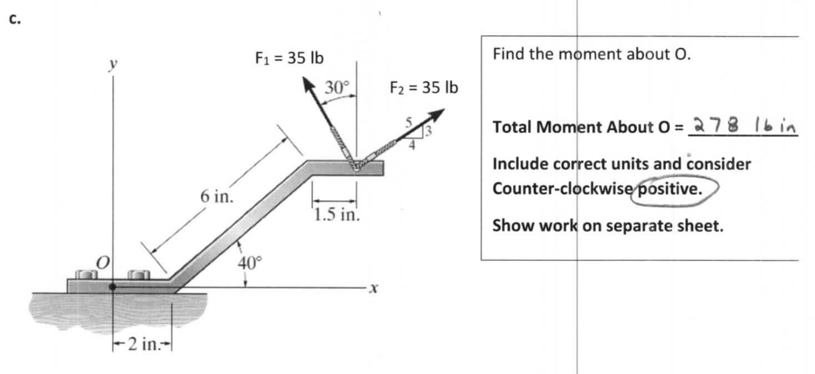 Solved Find the moment about O. Total Moment About 0=27816 | Chegg.com