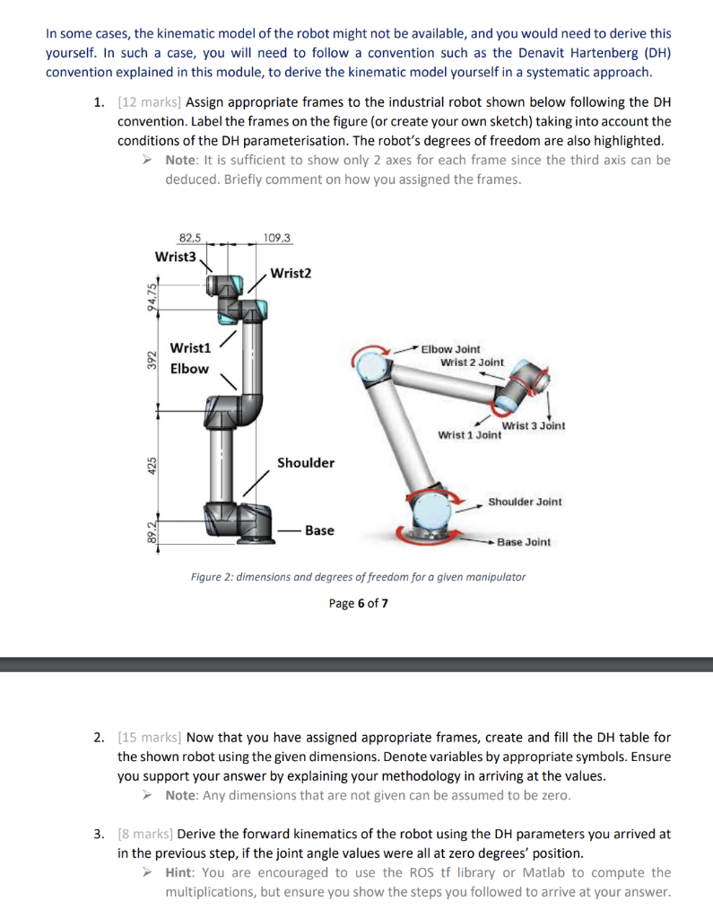 Solved Assign appropriate frames to the industrial robot | Chegg.com