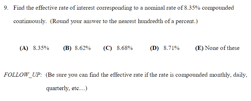 Solved 9. Find the effective rate of interest corresponding | Chegg.com